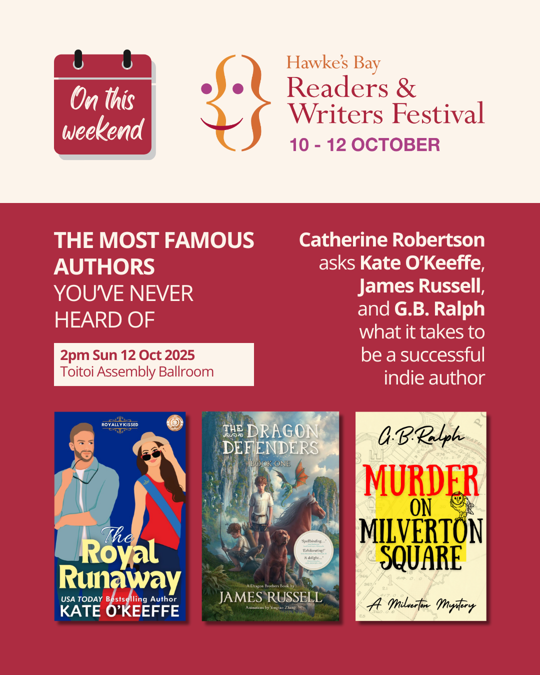 This weekend: Hawke’s Bay Readers & Writers Festival 2025 – G. B. Ralph